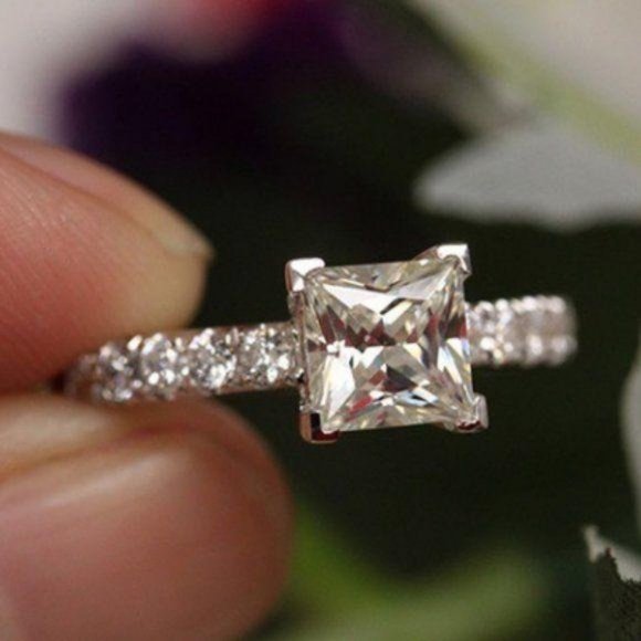 Jewelry | New 925 Sterling Silver Princess Cut Diamond Ring | Poshmark
